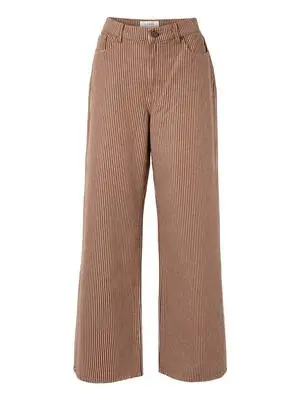 LA LIGNE Isadora Striped Cotton Wide-leg Pants - Brown