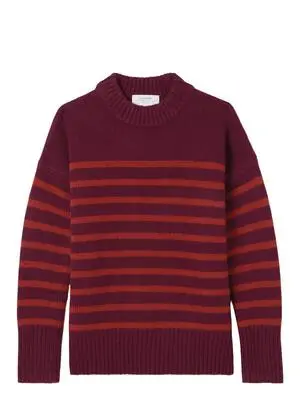 LA LIGNE Marin Striped Wool And Cashmere-blend Sweater - Burgundy