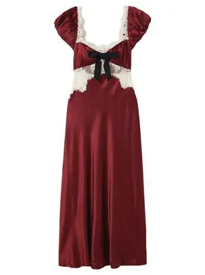 DÔEN Veda Silk-charmeuse Midi Dress - Red