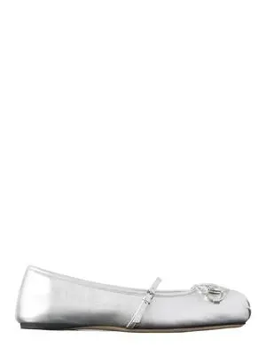 Gucci Horsebit Metallic-leather Ballerina Flats - Silver