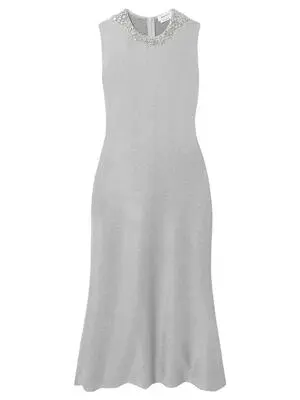 Alexander McQueen Embellished Metallic Stretch-knit Midi Dress - Silver
