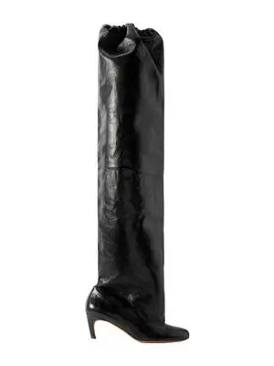 Proenza Schouler Uma Crinkled-leather Over-the-knee Boots - Black