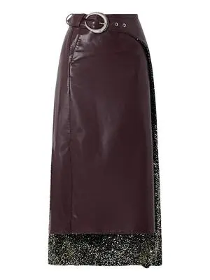 PACO RABANNE Belted Layered Midi Skirt