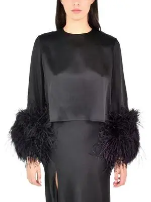 Lapointe Ostrich Feather Top - Black