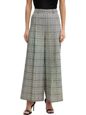 TWINSET Check-pattern Wide-leg Trousers - Grey