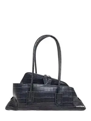 Attico La Passeggiata Small Croc-embossed Tote - Grey
