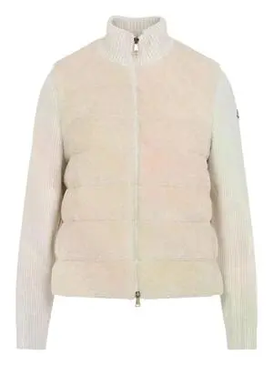 Moncler Quilted Ribbed-knit Cardigan - Neutrals