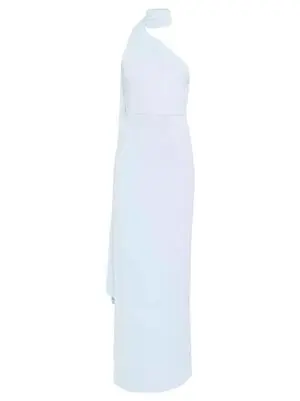 Solace London One-Shoulder Drape Below-the-Knee Dress Blue