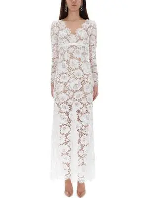 SELF-PORTRAIT Long Lace Dress - White
