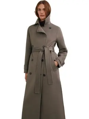 REISS Long Blindseam Coat - Mink