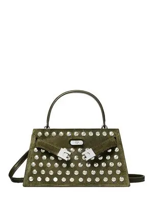 TORY BURCH Studded Suede Top Handle Bag