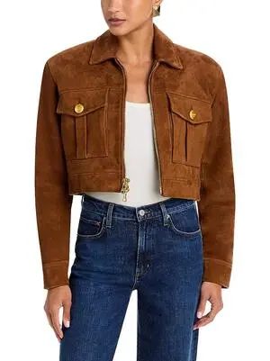 L'Agence Micah Suede Oversized Jacket - Walnut