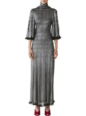 LANVIN Midi Dress In Metallic Viscose - Black