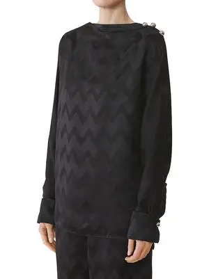 LANVIN Fluid Jacquard Viscose Top - Black