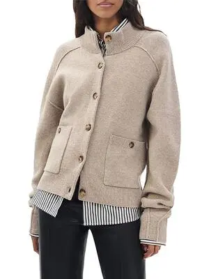 Rag & Bone Bridget Mock Neck Cardigan - Taupe
