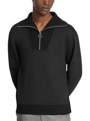 Michael Kors Funnel Neck Quarter Zip Sweatshirt - Black