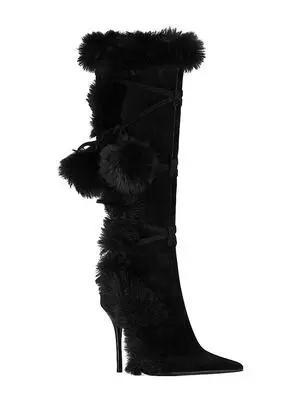 Jeffrey Campbell Chilly Faux Fur Boots - Black Combo