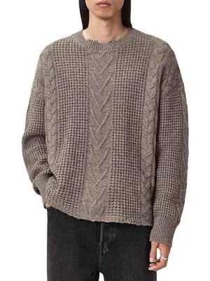 ALLSAINTS Tenter Oversized Crewneck Sweater - Fawn Brown