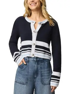 Splendid Striped Sailor Cardigan - Navy/white