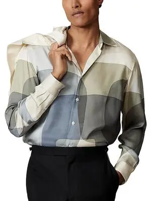 REISS Long Sleeve Printed Button Front Shirt - Multi