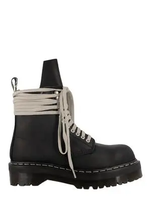 DR. MARTENS X RICK OWENS Quad Sole Steel Toe Leather Boots - Black
