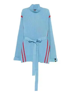 Iceberg Striped Turtleneck Sweater With Belt - Blue