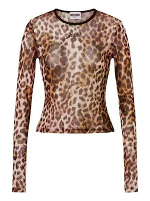 Moschino Leopard-print Long-sleeve T-shirt - Brown
