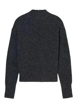 Closed Long-sleeve Mock Neck Sweater - Grey