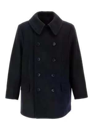 KAPTAIN SUNSHINE Flap-pockets Button Pea Coat - Blue