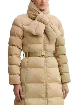 Elisabetta Franchi Belted Padded Coat - Neutrals