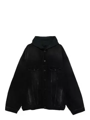 Balenciaga Logo-embroidered Hooded Jacket - Black