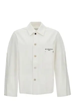 Givenchy Oversized Jacket With Patch Pockets And Chest Print - White