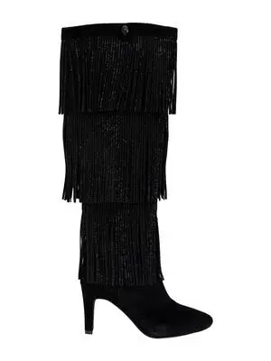 Kurt Geiger 100mm Shoreditch Fringed Boots - Black