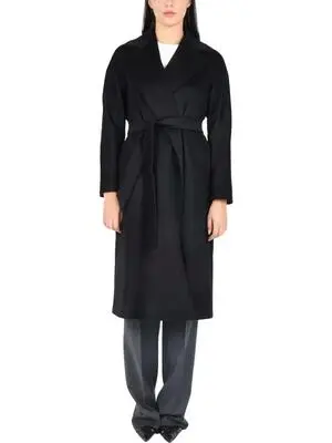 Max Mara Belted Cashmere Coat - Black