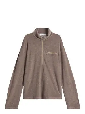 MKI MIYUKI ZOKU Towelling Quarter Zip - Brown