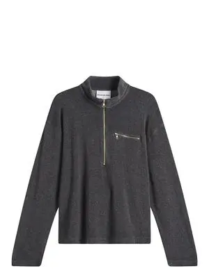 MKI MIYUKI ZOKU Towelling Quarter Zip - Charcoal