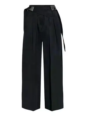 Attico Buckle Pleated Trousers - Black