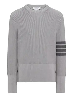 Thom Browne 4-bar Cotton Sweater - Grey
