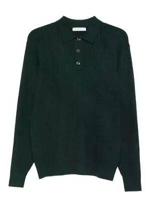 DIKTAT Cable-knit Polo Shirt - Green