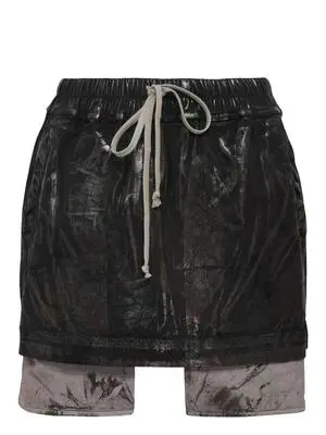 Rick Owens Drawstring Megacrust Denim Skirt - Black