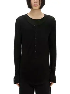 ANN DEMEULEMEESTER Leo Buttoned Cotton Top - Black