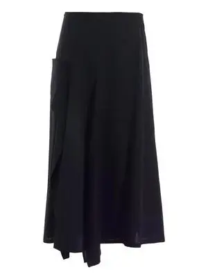 Y’s Midi Skirt With Ruffled Detail - Black