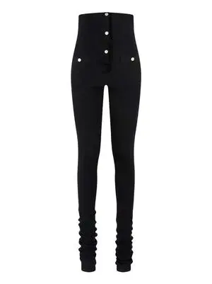 Attico Ribbed Trousers With Button Fastening - Black