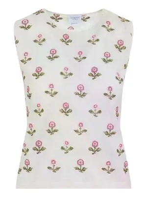 Giambattista Valli Floral Print Tank Top - White