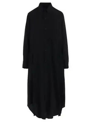 Y’s Buttoned Midi Shirt Dress - Black