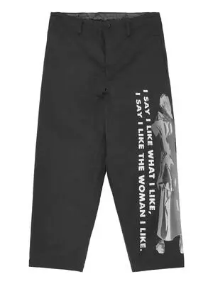 Yohji Yamamoto Graphic-print Trousers - Black