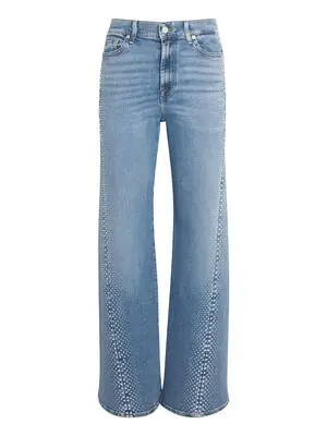 7 For All Mankind Embellished Twisted Lotta Flared Jeans - Blue