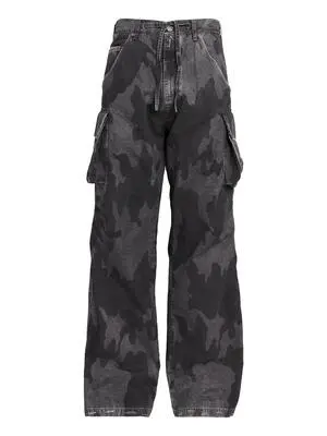 424 Cotton Ripstop Camouflage Print Cargo Trousers - Black