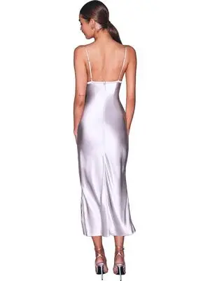 FLEUR DU MAL Lily Embroidery Cutout Slip - Platinum