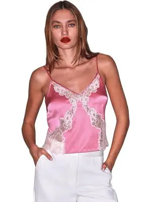 Fleur Du Mal Juliet Lace Silk Cami - Watermelon